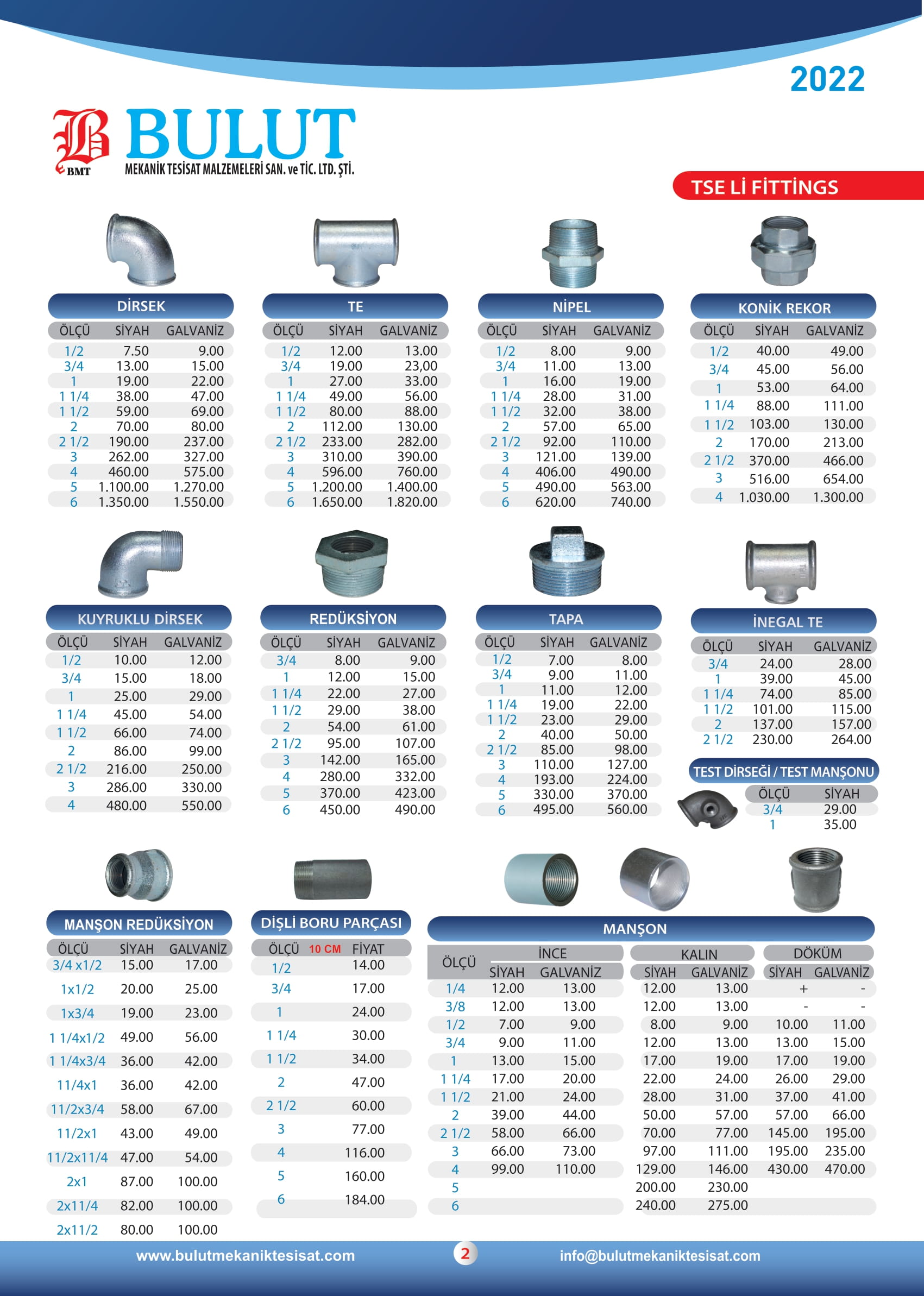 PVC Boru için PİK Döküm Boru Ekleme Parçaları Fiyat Listesi | Bulut ...